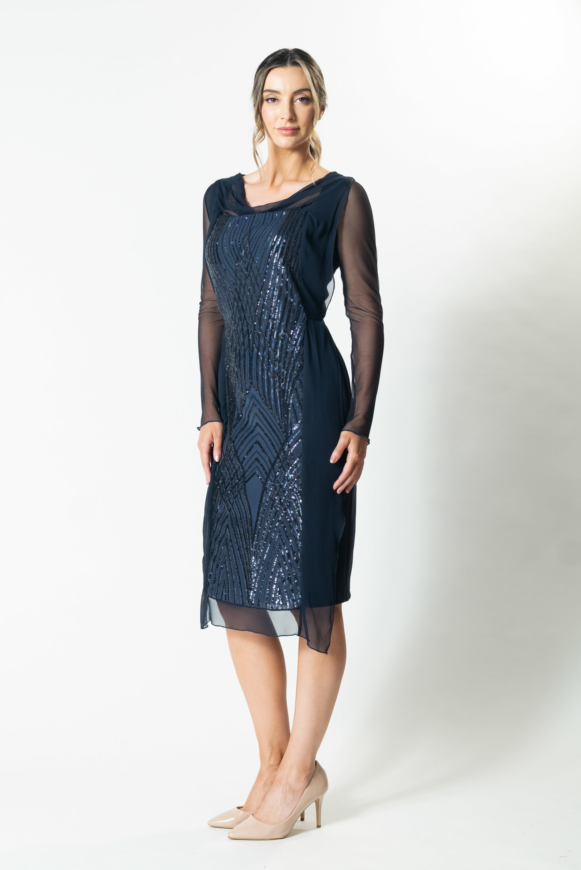 Lisa Barron | EVA Sheer Sleeve Layered Dress | Made in Melbourne